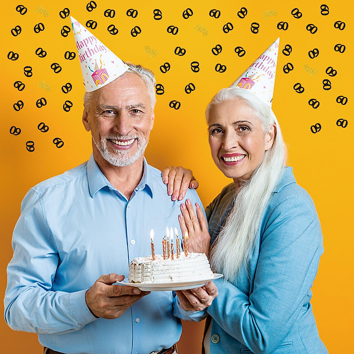 Set of 100 Happy 60th Birthday Confetti, Gold Glitter Sixty Paper Scatter, 60th Birthay Party Decorations, 60 Smash Cake Decor, Happy 60th Anniversary Party Decor