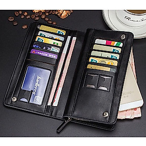 Rswsp Minimalist Leather Bifold Wallet for Men Business Casual Card Cases Large Storage Capacity，KF010BL