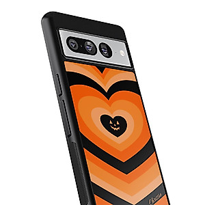 Halloween Hearts Personalized Black Rubber Phone Case Compatible With Google Pixel 8 Pro, 8a, 8, 7a, 7, 7 Pro, 6a, 6 Pro, 6, Pixel 5, 4a 5G, 4a 4G, Pixel 4, Pixel 4 XL, Pixel 3a, 3a XL, Pixel 3