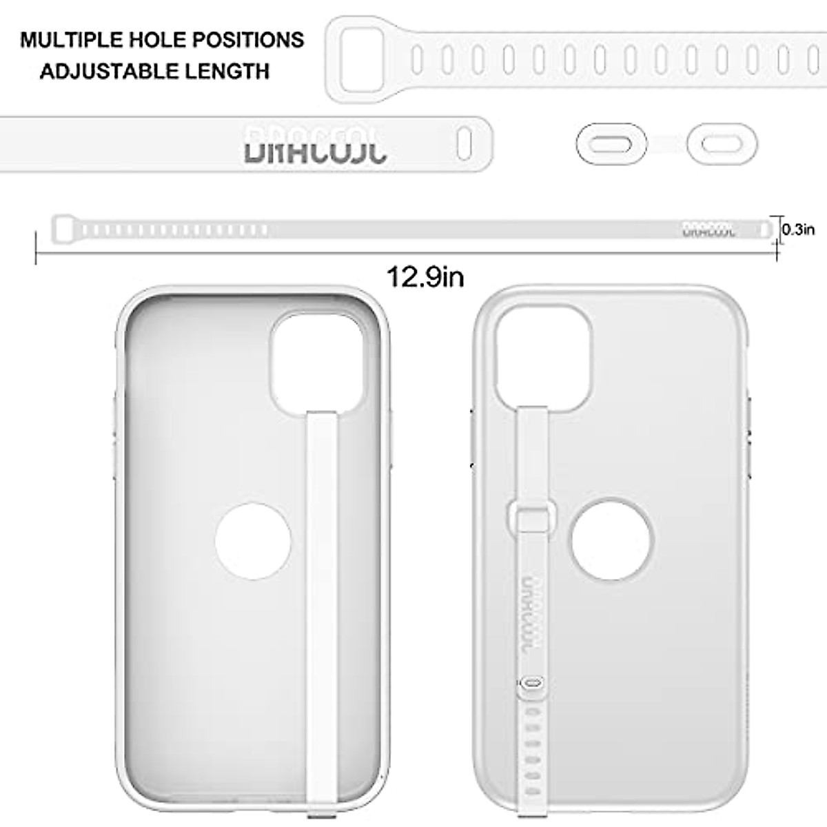 Dracool 2 PCS Silicone Phone Strap Cell Phone Grip Loop Elastic Stretching Band Hand Finger Holder Secure Slim Universal for Galaxy & iPhone Case Most Smart Phone Cases - Transparent