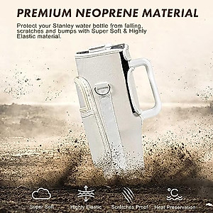 PRAGATISM Water Bottle Holder with Strap Pouch and Handle fits for Stanley Quencher H2.0 & Adventure 40 oz Tumbler, Water Bottle Carrier Bag with 4.9FT Strap, Bottle Pouch for Stanley Cup Accessories