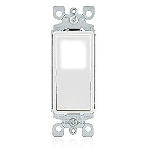 Leviton L5611-2W 15 Amp, 120/277 Volt, Decora LED Illuminated Rocker Single-Pole AC Quiet Switch, Residential Grade, Grounding, White