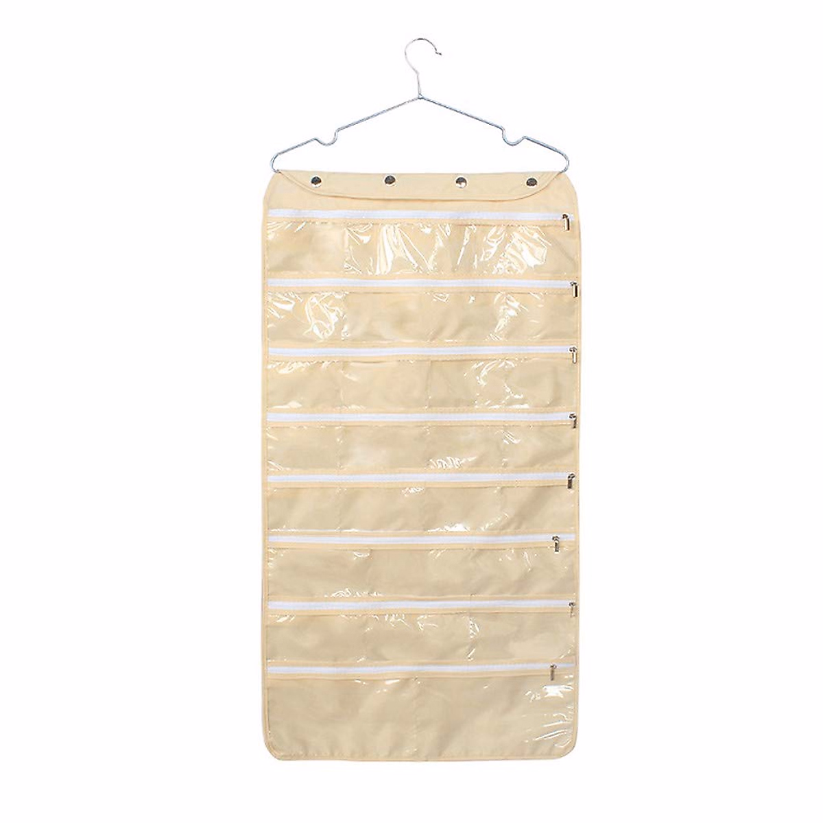 Akabsh Thick Oxford Fabric Zippered Storage Portable Travel Hanging Jewelry Organizer Bag (56-Pockets) Dual-Sided