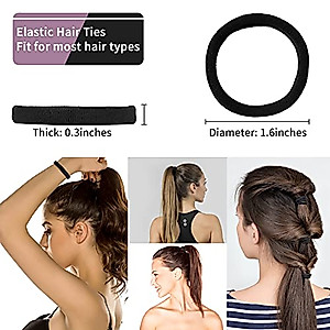 100PCS Black Hair Ties for Women, No Crease No Damage, Seamless Cotton Bands for Thick Thin Hair, Soft Ponytail Holders, Accessories for Girls