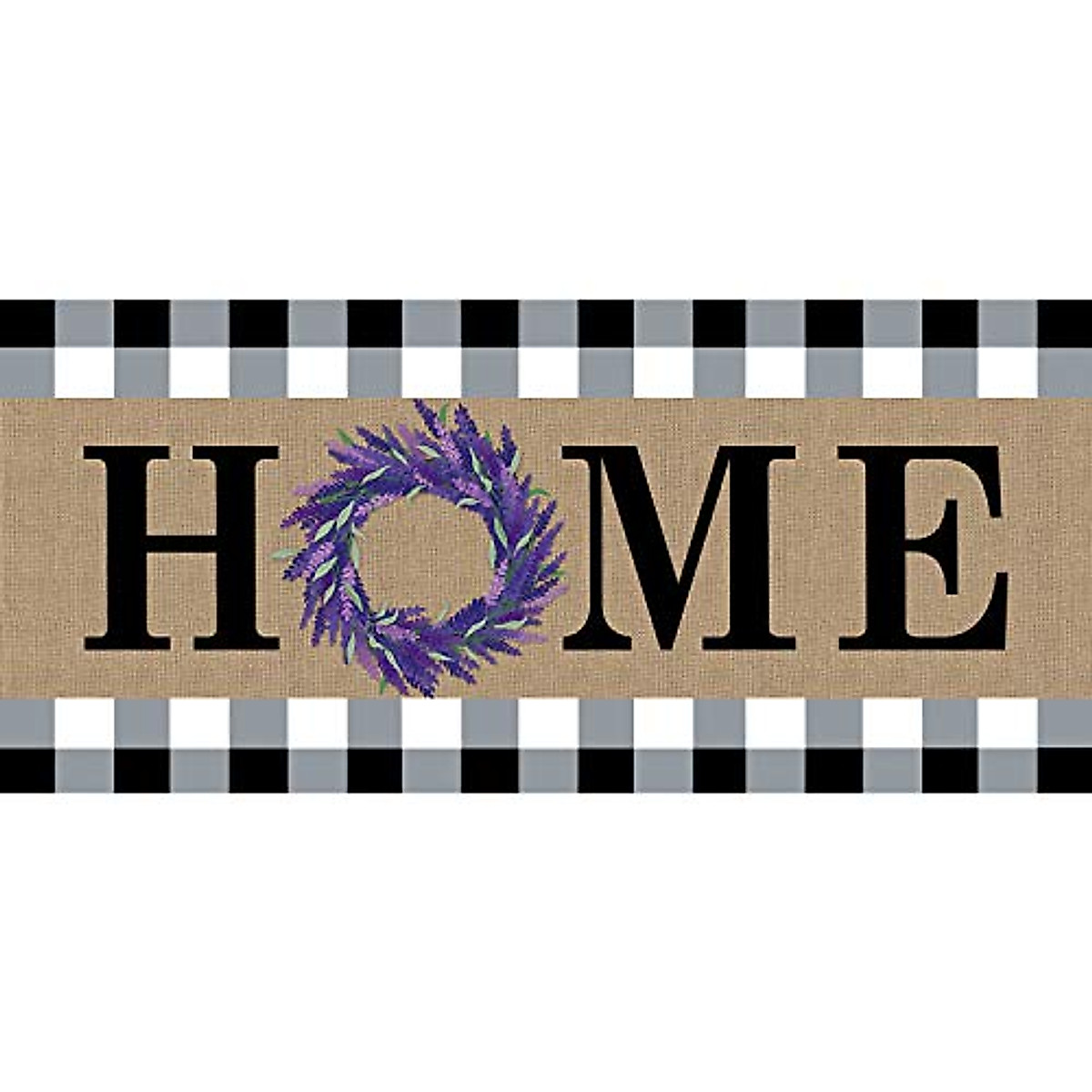 Evergreen Sassafras Home Lavender Wreath Interchangeable Entrance Doormat | Indoor and Outdoor | 22-inches x 10-inches | Non-Slip Backing | All-Season | Low Profile | Home Décor