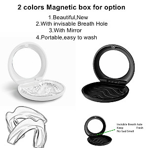 Pack of 4 Custom Mouth Night Guard for Teeth Grinding Clenching Bruxism, Sport Athletic, Whitening Tray, Including Magnetic Mirror Box (Black)