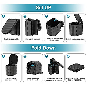 FQFMO Portable Camping Toilet with Lid, Portable Toilet for Adults, Foldable Car Travel Toilet Adults Potty with Carry Bag for Camping, Hiking, Boat, Long Trips, Fishing, Beach