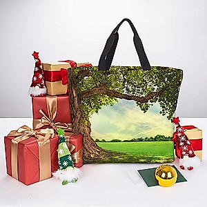 VACSAX Tote Bag for Women Reusable Shopping Bags Tree with Branch Scenery Print Shoulder Handbag Aesthetic Totes for Grocery