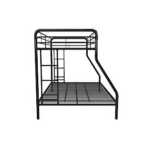 DHP Twin-Over-Full Bunk Bed with Metal Frame and Ladder, Space-Saving Design, Black