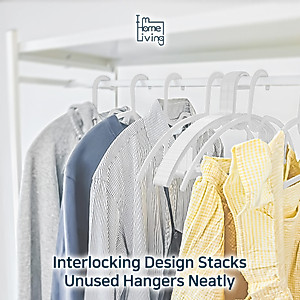 I M HOME LIVING Interlocking Slim Link Hangers 50 Pack with Connector Hooks, Premium Space-Saving Hangers, Heavy Duty Design for Coats, Suits, and Shirts, Neatly Stackable for Storage (White, 50)