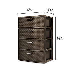 SCULPY Wide Weave Tower Espresso,4 Drawer