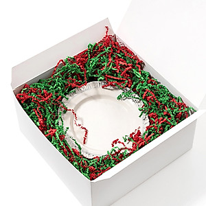 Mefleet 1 LB Crinkle Cut Paper Shred Filler Green & Red Crinkle Paper Shredded Paper for Gift Box - Gift Basket Filler - Gift Box Stuffing for Christmas Xmas Holiday Packaging Wrapping