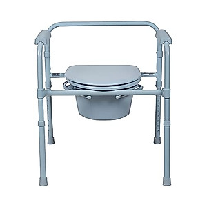 McKesson Folding Bariatric Commode Chair with 7.5 qt Bucket, 350 lbs Weight Capacity, 13 1/2 in Seat Width, 1 Count