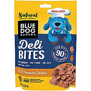 Blue Dog Bakery, Natural Dog Treats, Chicken Bites, USA Chicken, Grain Free, 7.8-Ounce Pouch, (Pack of 1)