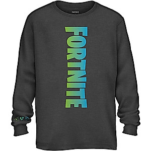 FORTNITE Gradient Logo Big Boys Long Sleeve Shirt Video Game Licensed (Medium) Grey