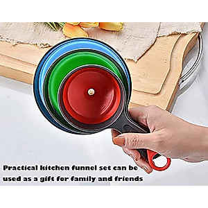 Canning Funnels for Kitchen Use,Food Grade Silicone Collapsible Kitchen Funnel Set of 3,Large Wide Mouth Funnel for Mason Jars,Jam and Spice,Small Funnel for Filling Bottles and Powder