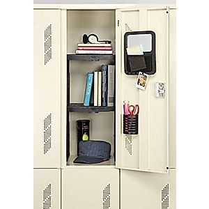 Tools for School Locker Shelf Organizer for School Locker - Locker Organizer - Strong ABS Plastic - Adjustable Width with Side Magnets - Patented Stackable Shelf Organizer - Pack of 2 - (Black)
