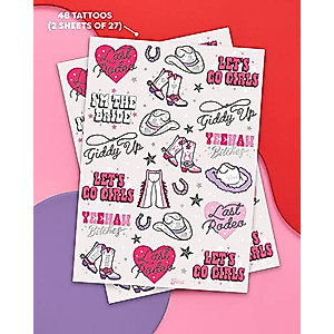 xo, Fetti Last Rodeo Bachelorette Temporary Tattoos - 48 Glitter Styles | Giddy Up Bach Party Decoration, Cowgirl, Bridesmaid Favor, Bride to Be Gift + Bridal Shower Supplies