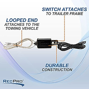 RecPro Trailer Breakaway Switch Cable Kit | Trailer Electric Safety 12V | Braided 4ft Steel Cable