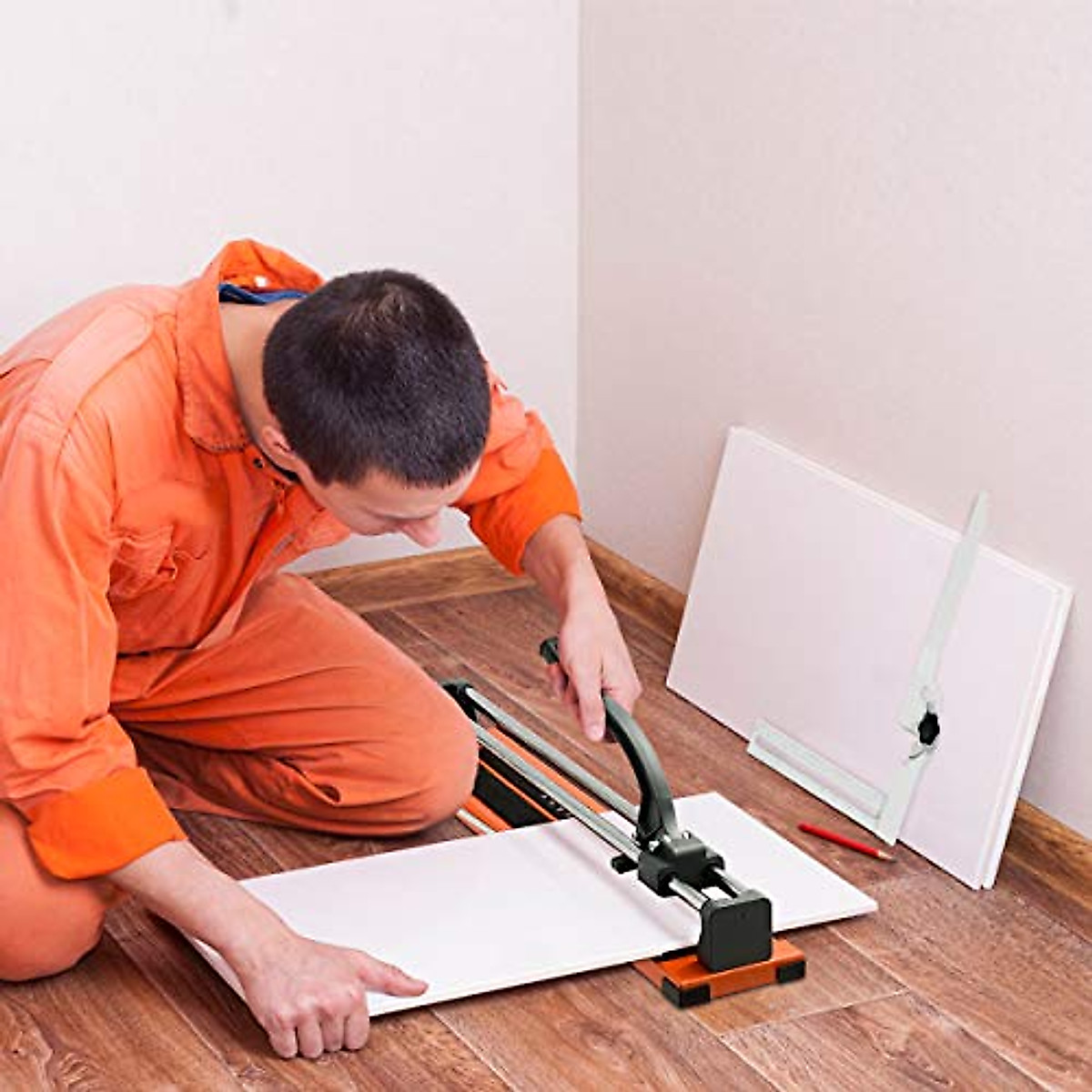 Goplus 24 Inch Tile Cutter, Professional Manual Tile Cutter for Ceramic, Porcelain Tiles, Floor Tile Cutter with Tungsten Carbide Cutting Wheel, Ergonomic Handle, Anti-skid Feet & Removable Scale