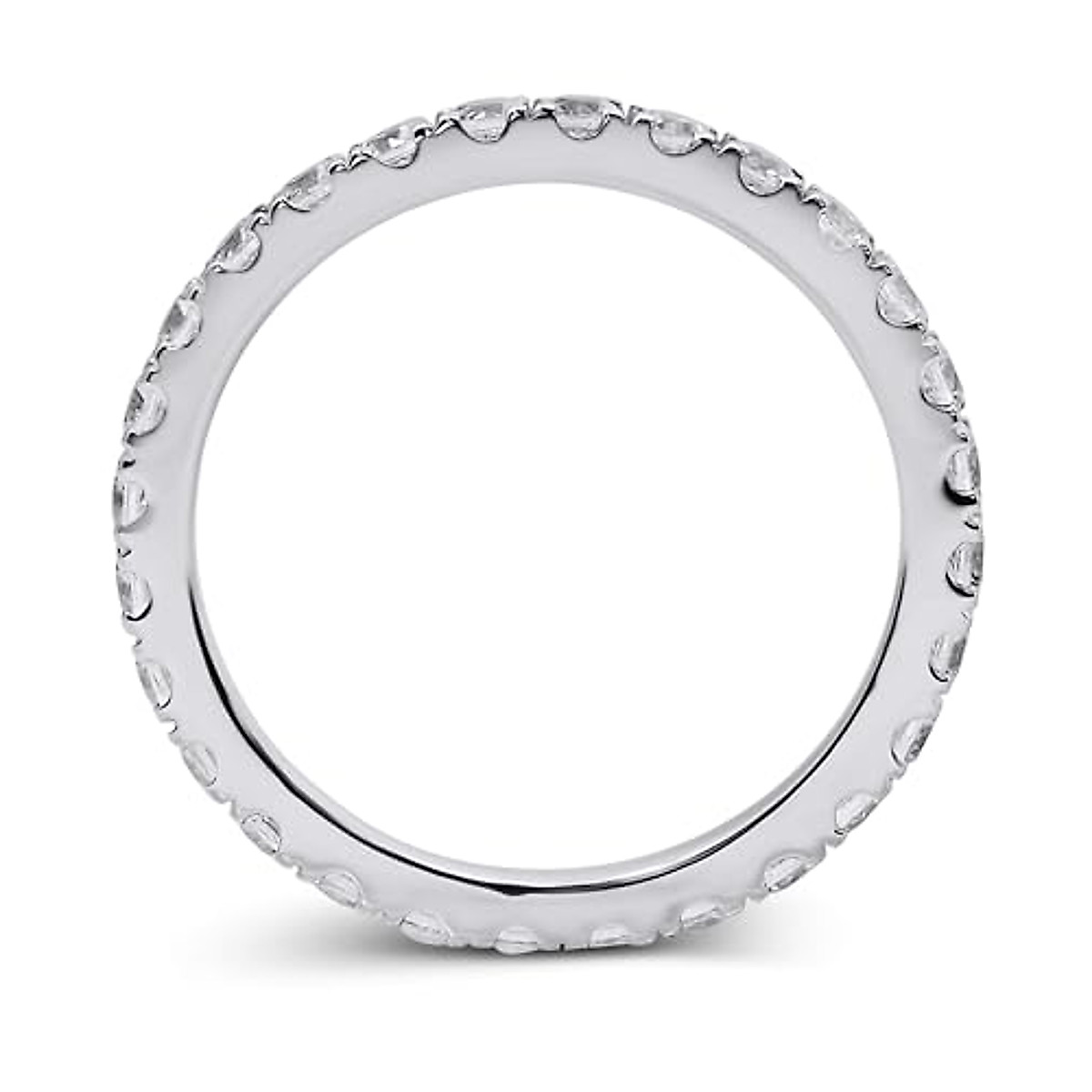 ORO LEONI 925 Sterling Silver Cz Eternity Band Ring - 14k Silver, Yellow And Rose Gold Plated (Silver, 7)