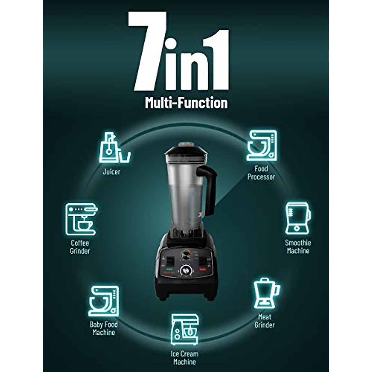 WantJoin Professional Blender, Countertop Blender ,Blender for kitchen Max 1800W High Power Home and Commercial Blender with Timer, Smoothie Maker 2200ml for Crushing Ice, Frozen Dessert, Soup,fish