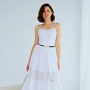 2pcs Skinny Waist Belt for Women, Adjustable Thin Waist Belts Stylish Leather Belt with Gold Buckle Skinny Leather Belt Women Skinny Belt for Shirts Dress (Black, Brown)