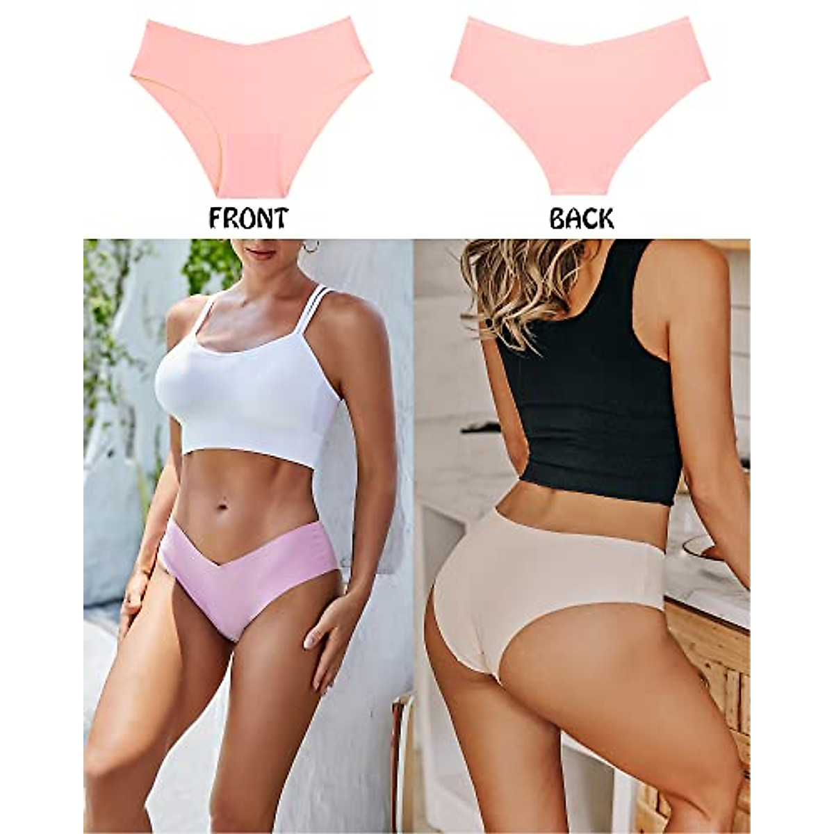 ROSYCORAL Women’s Seamless Bikini Panties Soft Stretch Invisibles Briefs No Show Hipster Underwear cheeky 9 pack XS-L (L)