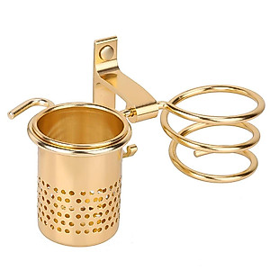 Gold Blow Dryer Holder Wall Mount, wall mount hair dryers, Hair Dryer Rack, Punching Bathroom Hair Dryer Holder Stand Wall Mounted Organizer Multipurpose Rack, Space Aluminum (Matte-c8)