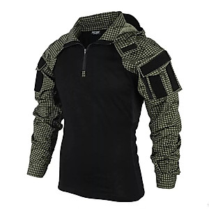 CJQJPNZ Tactical Hunting Shirt Combat Uniform Outdoor Wearing Military Equipment Black Gray L