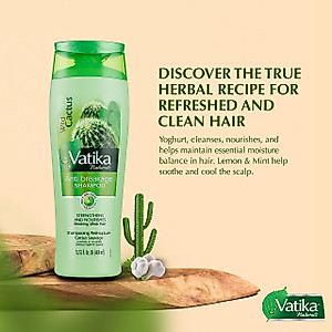 Dabur Vatika Naturals Shampoo for Women - Nourish and Rejuvenate Your Natural Hair - Strengthening & Moisturizing Hair Cleanser for Curly Hair, Damaged Hair, All Hair Types (400ml Bottle Cactus)