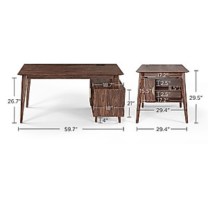Union & Scale UN56950 MidMod 60 Storage Desk, Espresso (UN56950)