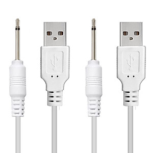 oGoDeal Replacement USB to DC Charging Cable | USB Charger Cord - 2.5mm - Original Replacement (2 Pack White)