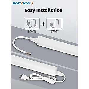 ELEKICO 4FT Led Shop Light, 22w 2500lm 6500k Linkable 4 ft Led Lights with Plug On/Off Power Cord, T5 Garage Lighting Fixture,4 Foot Ceiling and Under Cabinet Light for Garage Workshop 6 Pack