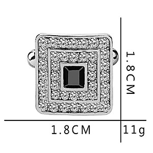V & L Black Silver Crystal Cuff links – Fancy Unique Elegant Sparkling Luxury Gem Stone Cufflinks for men in Square - Perfect for Wedding, Formal, Suits, Business and Groom Cufflink