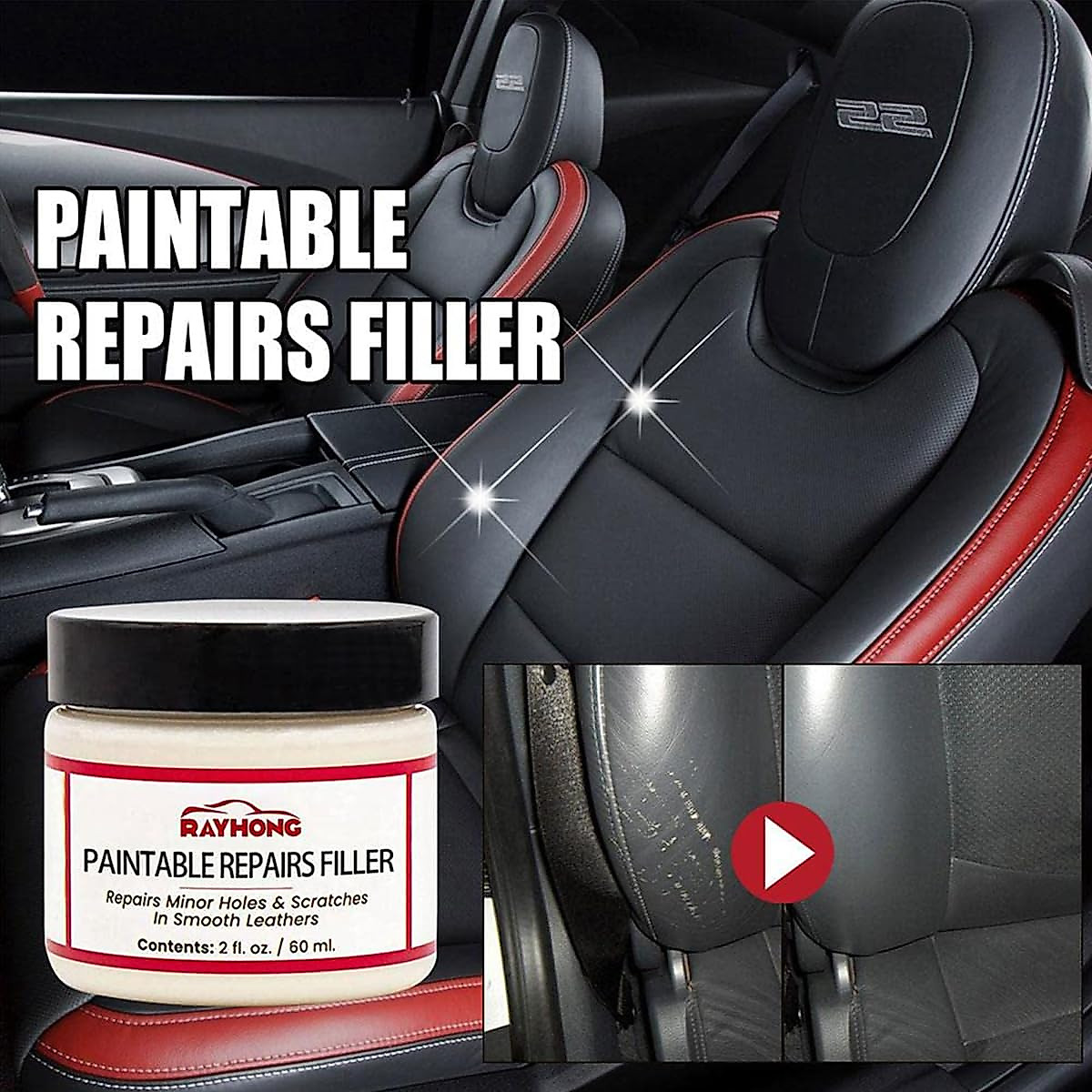 Alkyne Leather Filler,Leather Filling Paste,New Car Leather Filler Repair Cream,Leather Color Restorer Conditioner for Filling or Repairing Holes Scratches (1pc)