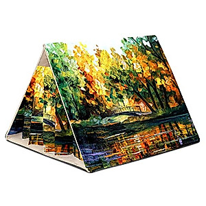 enheng Small Pet Hideout Autumn Maple Leaf Bridge Art Painting Hamster House Guinea Pig Playhouse for Dwarf Rabbits Hedgehogs Chinchillas