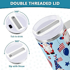 ODAWA 40oz Leak Proof Tumbler, Gnomes Stars Blue Stainless Steel Insulated Tumbler with Handle and Straw