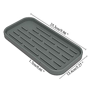 ETSAMOR Silicone Organizer Tray Gray Non Slip Heat Resistant Multi-use Sink Organizer Sponge brush Soap Dispenser Srubber Toothbrush and Other Accessories Organizer