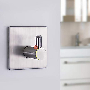 HANZE Adhesive Hooks Wall Hangers Heavy Duty Sticky Hooks Waterproof Stainless Steel Hanger Towel Holder Stcik on Hooks for Hanging Bathroom Kitchen Home Organizer - 4 Pack