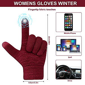 3Pcs Winter Beanie Hat Scarf Gloves Set for Women Thick Warm Knit Fleece Lined Skull Cap Neck Warmer Touch Screen Gloves Gifts, A-Black