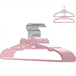 Velvet Hangers 20 Pack, 16" Non Slip Adult Hangers, 360 Degree Swivel-Hook, Ultra Slim Clothes Felt Hanger Space Saving, Durable & Cute for Coats, Jacket, Shirts, Dress (Velvet, Bow)