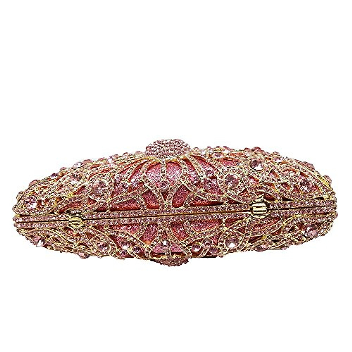 Boutique De FGG Elegant Crystal Clutches For Women Peacock Clutch Bag Evening Purses and Handbags (Small, Pink)