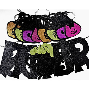 Potion Bar Banner Halloween Poison Bat Horrible Witches Haunted House Theme for Men Women Halloween Festival Holiday Party Purple Glitter Decorations (Potion Bar)