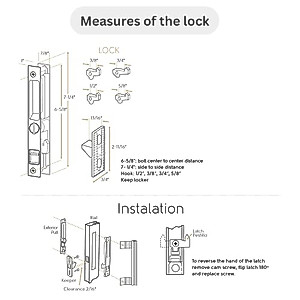 T-HAKEN Sliding Glass Door Set, 6-5/8", Black - Patio Door Handle Replacement Thick Used on Both Left and Right-Handed. (Keyed)