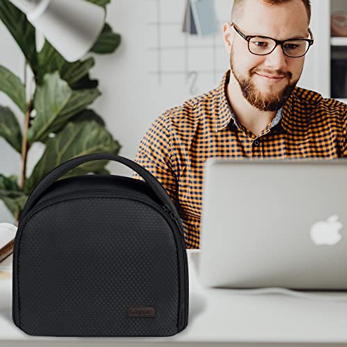 Gloppie Lunch Box Insulated Lunch Bag for Men Women Lunch Cooler Bags Black Lunch Tote Bag for Bento Box Lunch Containers Adult Lunchbox Lunchbag Work Office Picnic