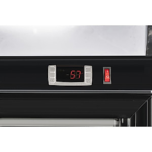 FRICOOL Merchandiser Refrigerator with 2 Glass Doors, 31 cu ft Beverage Display Cooler, Upright Fridge with LED Lighting, Adjustable Shelves for Beverages, Beer and Drinks, Swing Door, Black