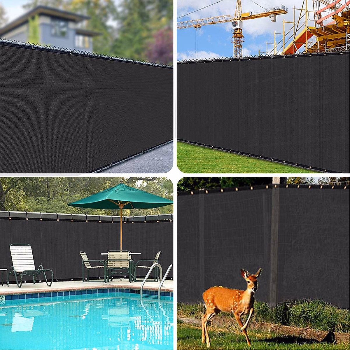 iCover 4x25ft Privacy Screen Fence, Garden Windscreen Mesh Shade Sail Net Barrier, Reinforced Bindings and Brass Grommets Cable Zip Ties Included,Black