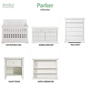 Evolur Parker 5 in 1 Convertible Crib, Winter White