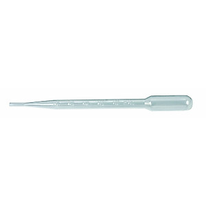Heathrow Scientific HD206373B Polyethylene Plastic 3mL 20 Wrap Sterile Disposable Transfer Pipette, 155mm Length, 0.5mL Graduation Interval (Pack of 500)